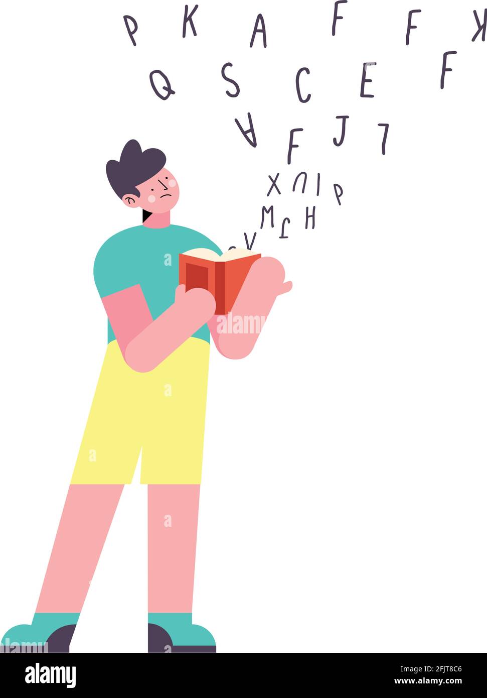 man standing reading with dyslexia character Stock Vector Image & Art ...