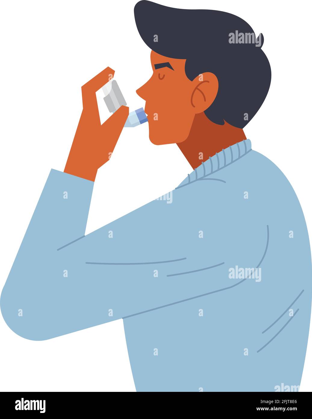 man using inhaler nebulizing character Stock Vector Image & Art - Alamy