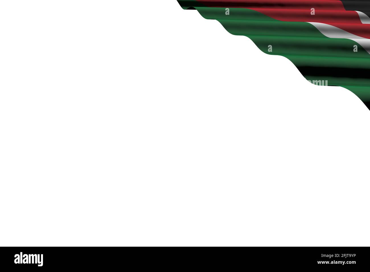 pretty shiny flag of Jordan with large folds lie in right top corner ...