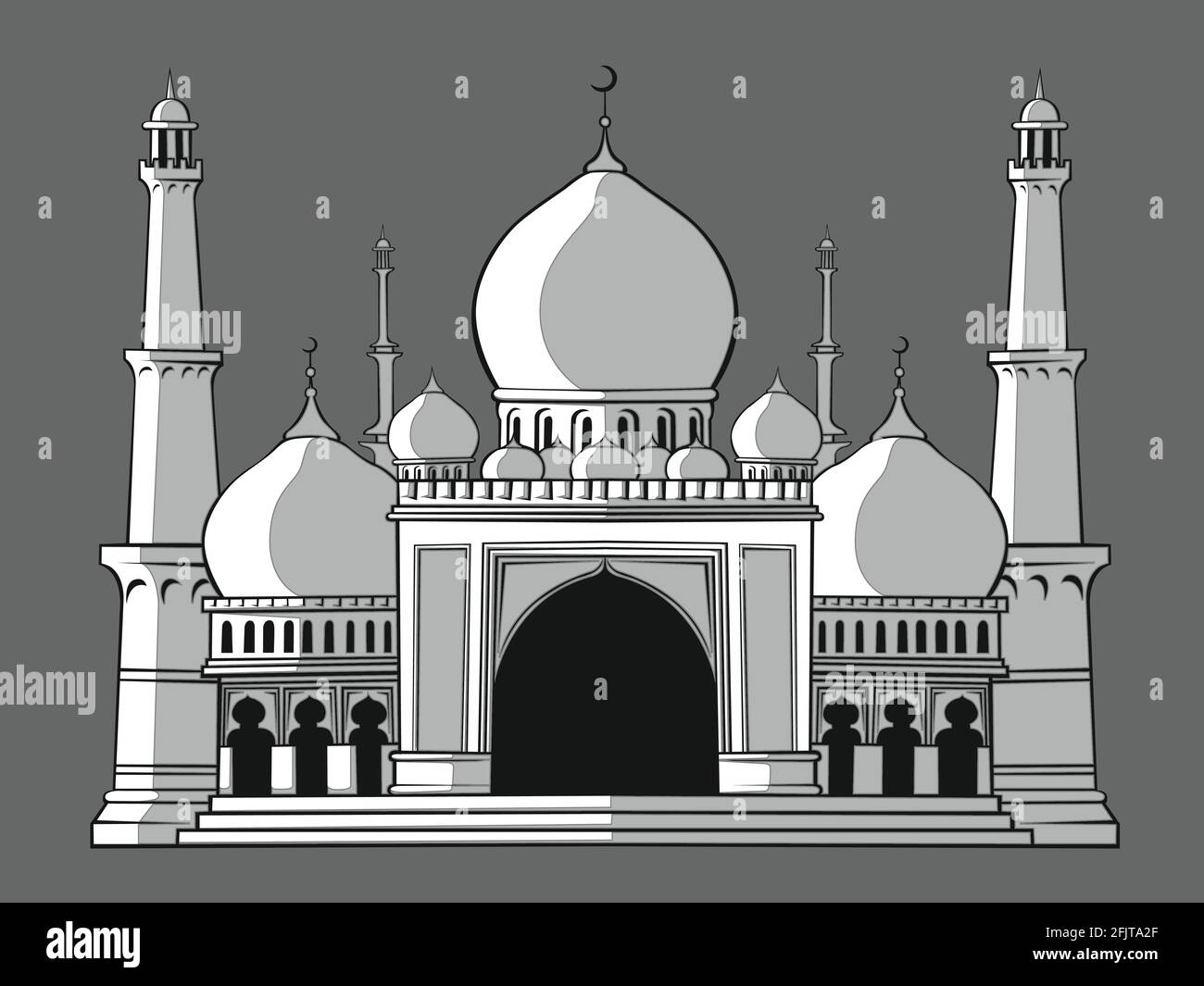 Islamic Masjid Moslem Mosque Silhouette Ramadan Stencil Vector Drawing ...