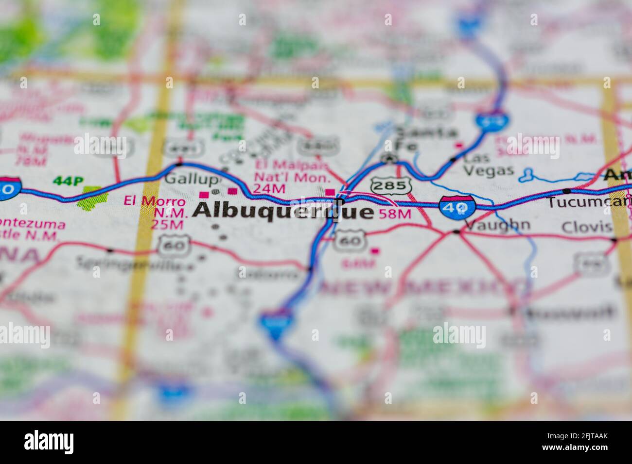 Albuquerque, mew Mexico USA and surrounding areas Shown on a road map ...