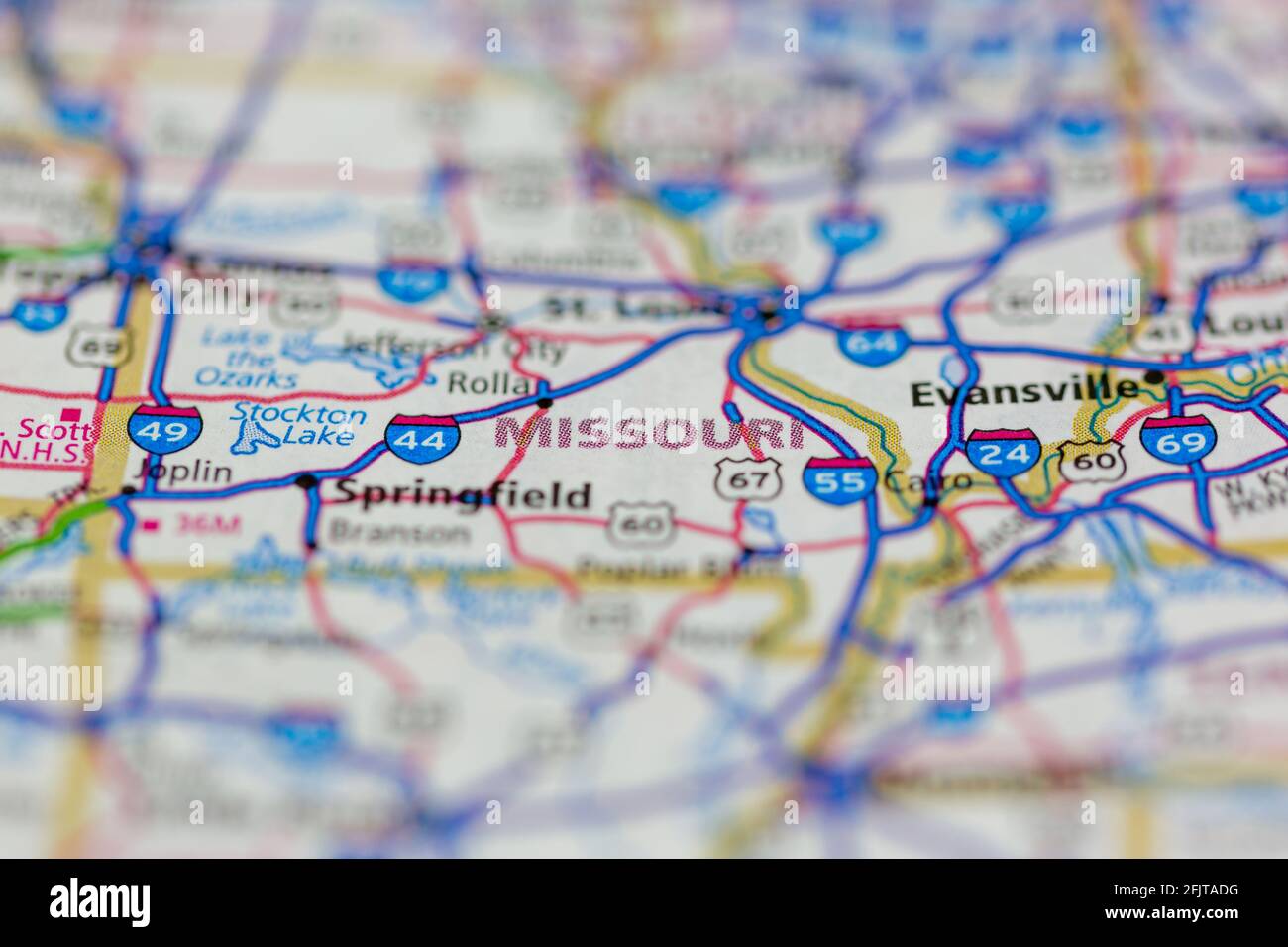 Missouri USA and surrounding areas Shown on a road map or Geography map ...