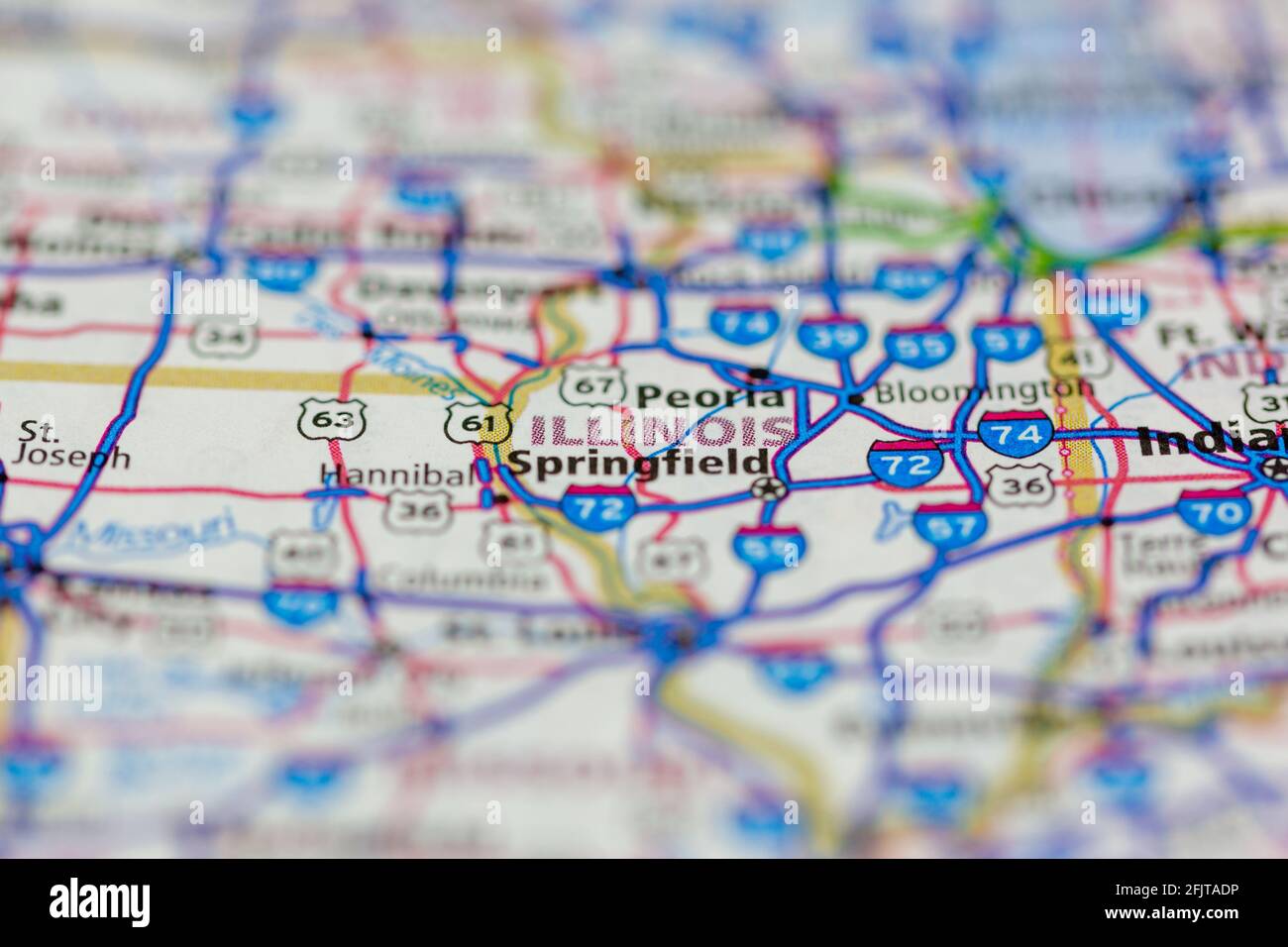 Illinois USA and surrounding areas Shown on a road map or Geography map ...