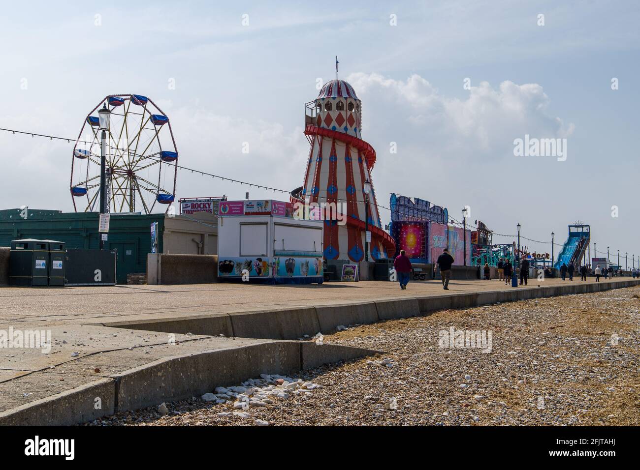 View of the Fun Fair from the beach in Hunstanton in West Norfolk Stock ...