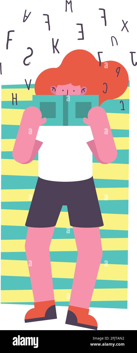 woman lying reading with dyslexia character Stock Vector Image & Art ...