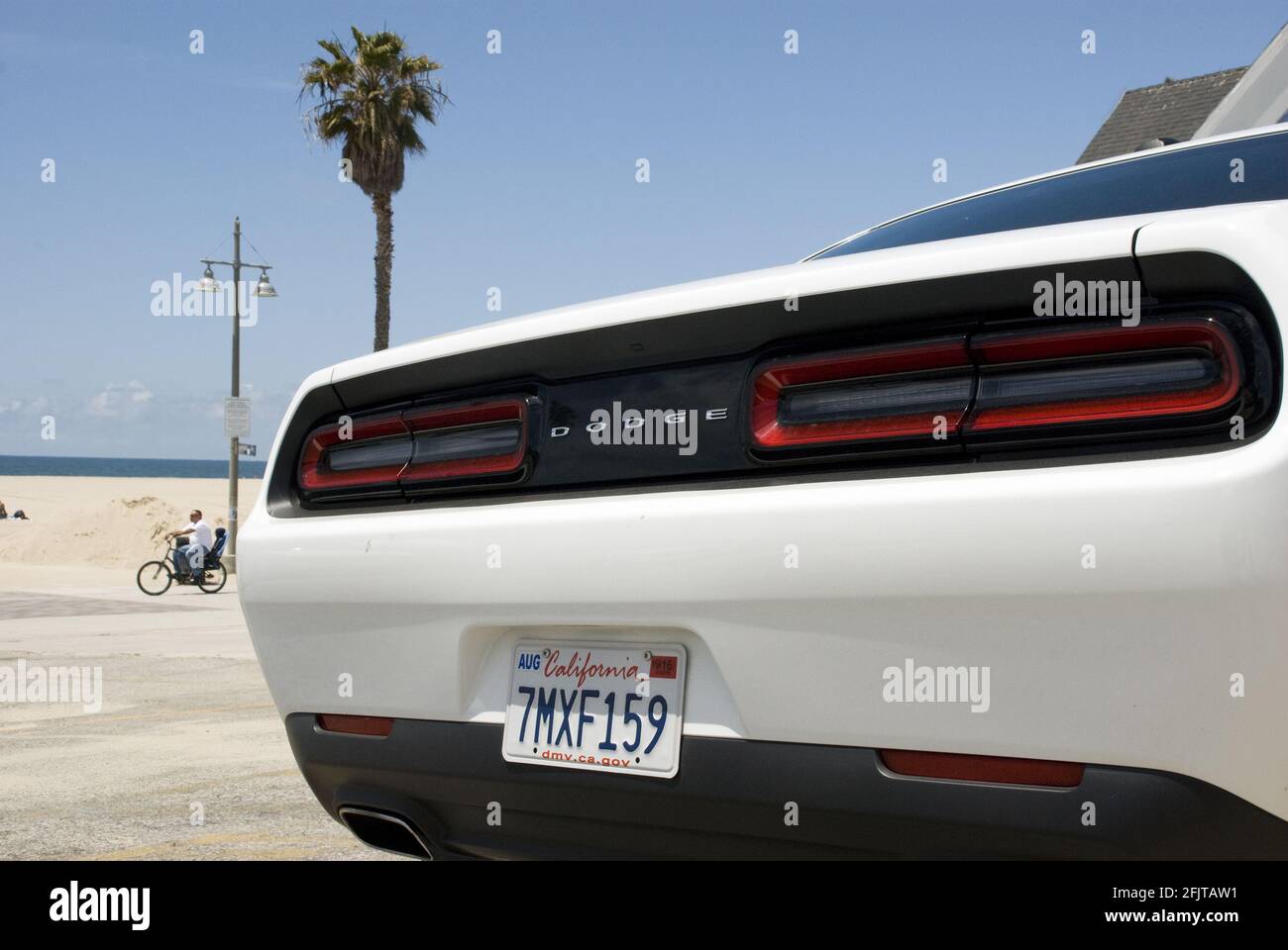 LOS ANGELES, UNITED STATES - Aug 06, 2016: Rear end of a modern white ...