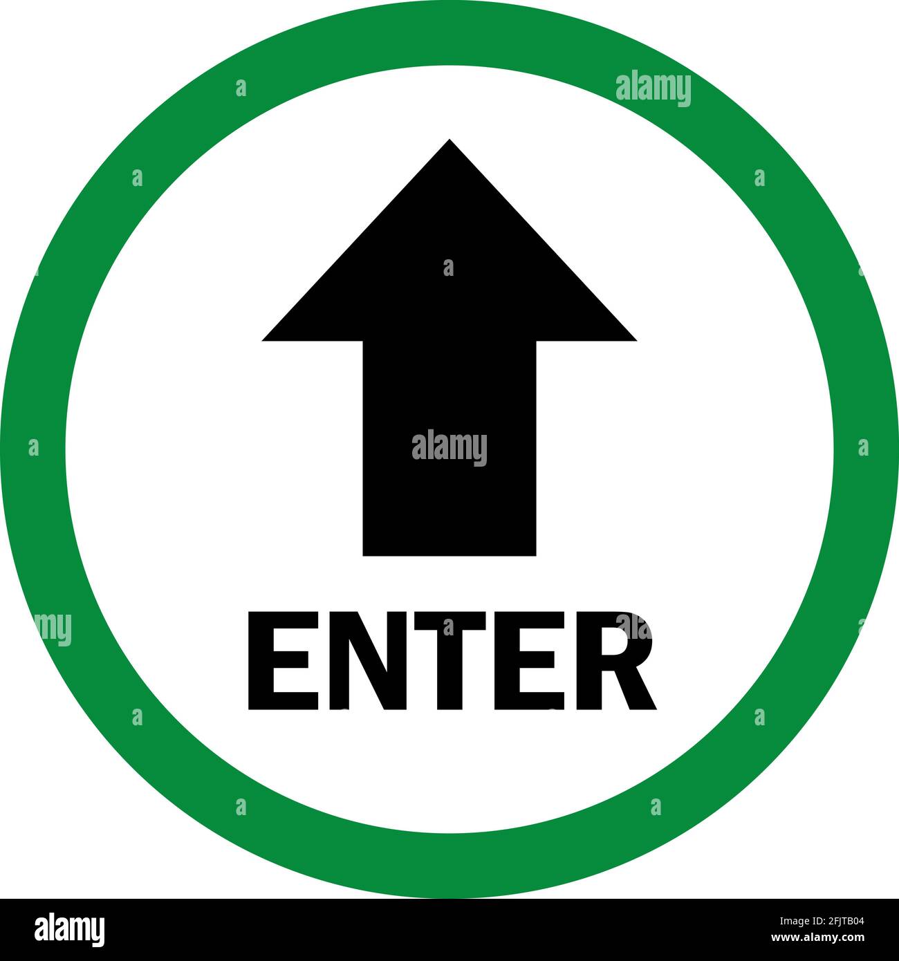 Enter up Arrow sign. Green circle background. Safety signs and symbols ...