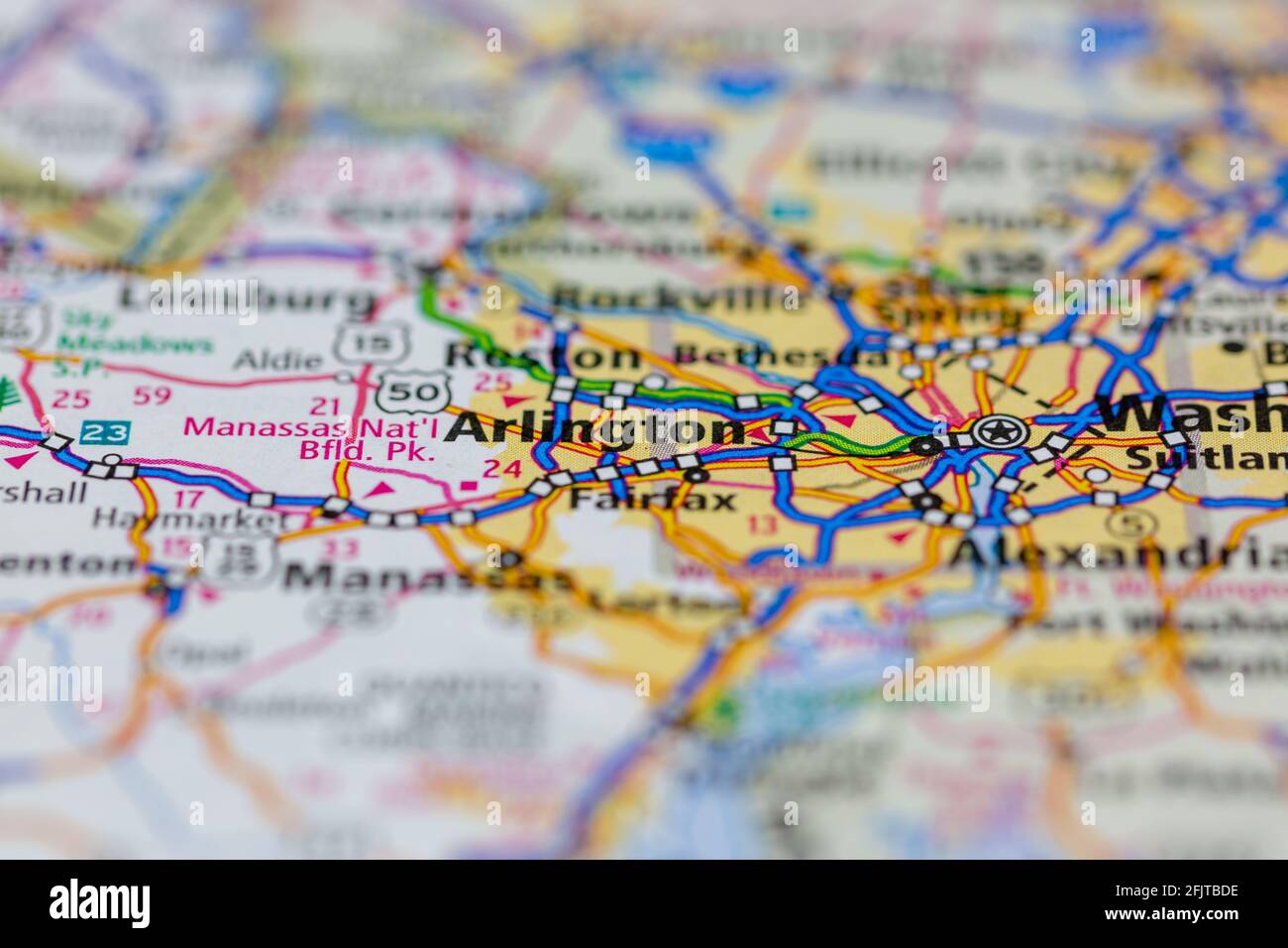 Arlington Texas USA and surrounding areas Shown on a road map or ...