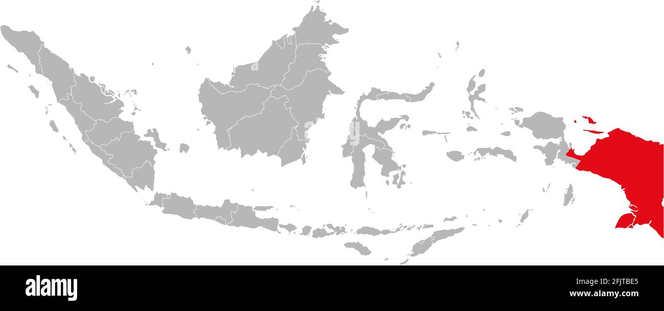 Papua province isolated on indonesia map. Gray background. Business ...