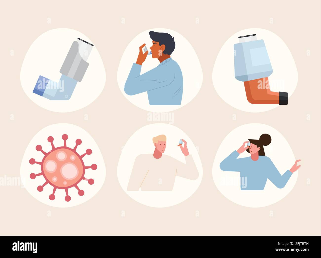 three persons respiratory nebulizer characters Stock Vector Image & Art ...