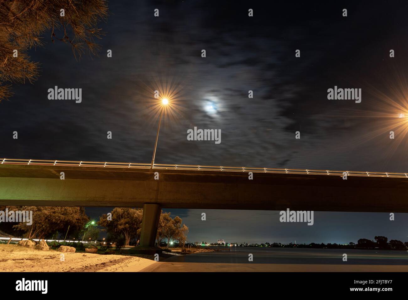 Mandurah Estuary Bridge at night time Stock Photo - Alamy