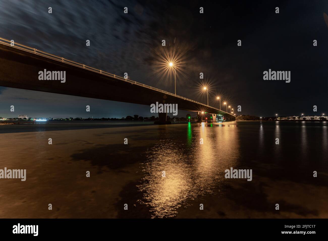 Mandurah Estuary Bridge at night time Stock Photo - Alamy