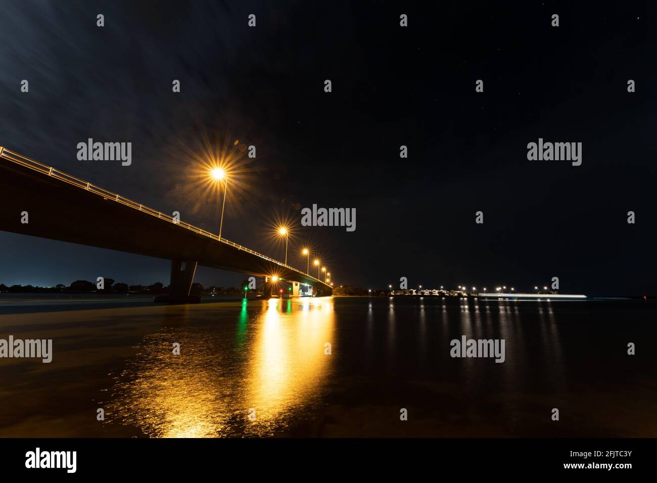 Mandurah Estuary Bridge at night time Stock Photo - Alamy