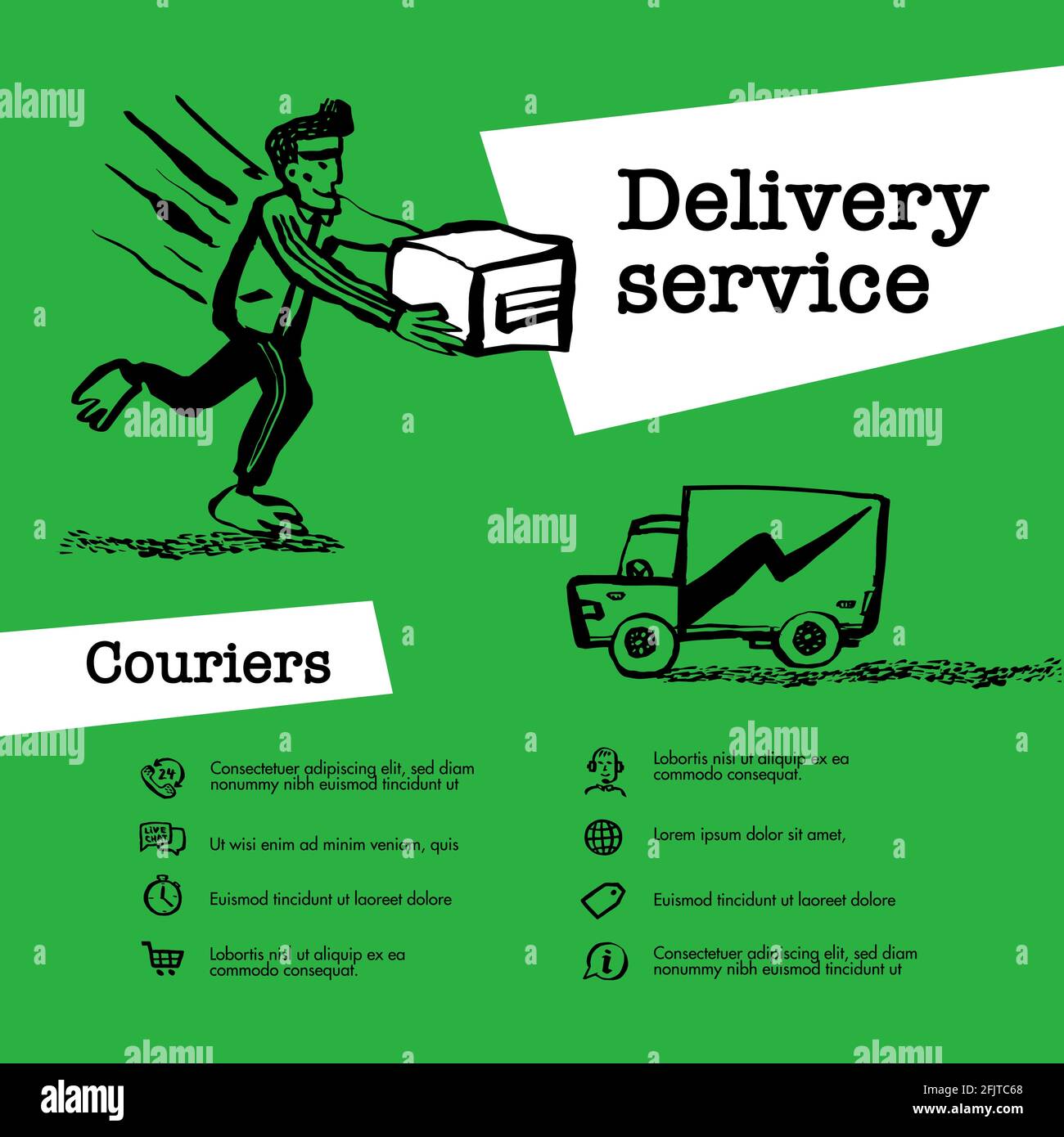 Delivery service concept. Web banner with Delivery guy handing a box on ...