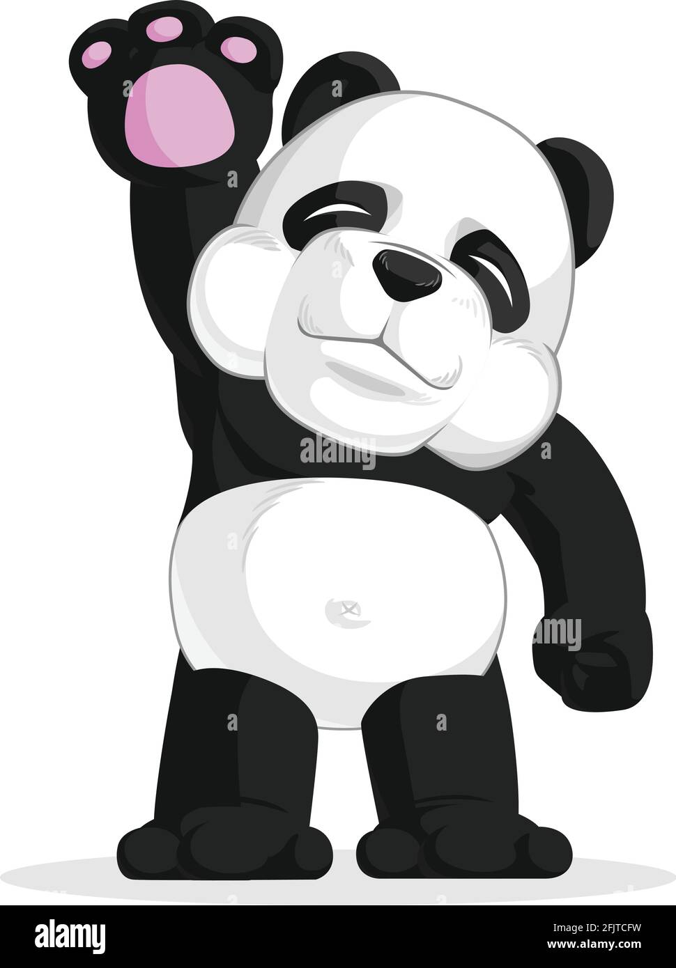 Hello Giant Panda Waving Hand Greeting Cartoon Illustration Drawing ...