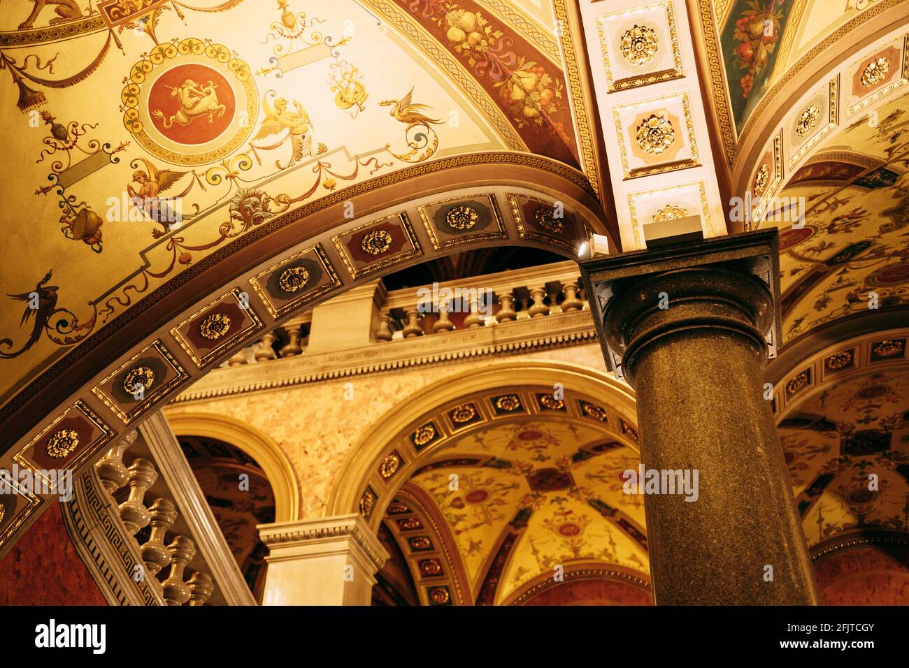 Interior vaults of the opera building in Budapest Stock Photo - Alamy