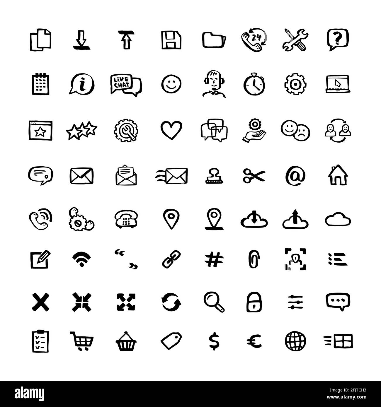Naive style icon set. Doodle ink Set of icons with elements for mobile ...