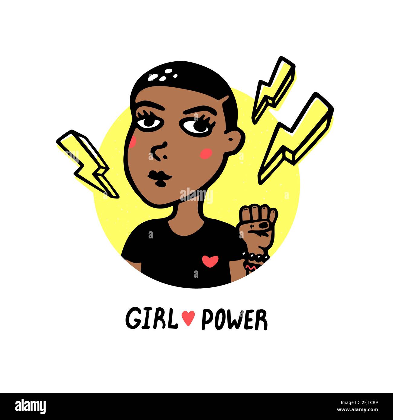 Girl power movement. Doodle style Girl portraits and feminist slogan ...