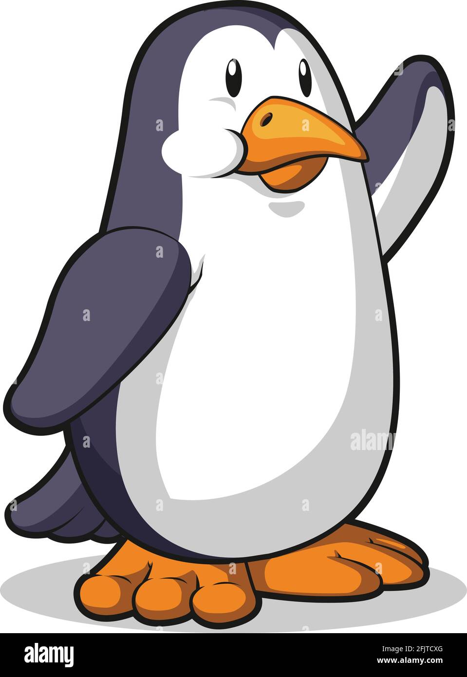 Hello Penguin Waving Hand Greeting Cartoon Illustration Vector Drawing ...