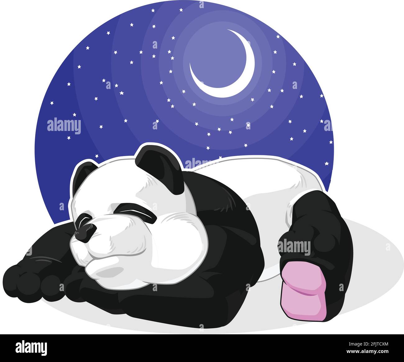 Giant Panda Sleeping Resting Night Cartoon Illustration Drawing Stock ...