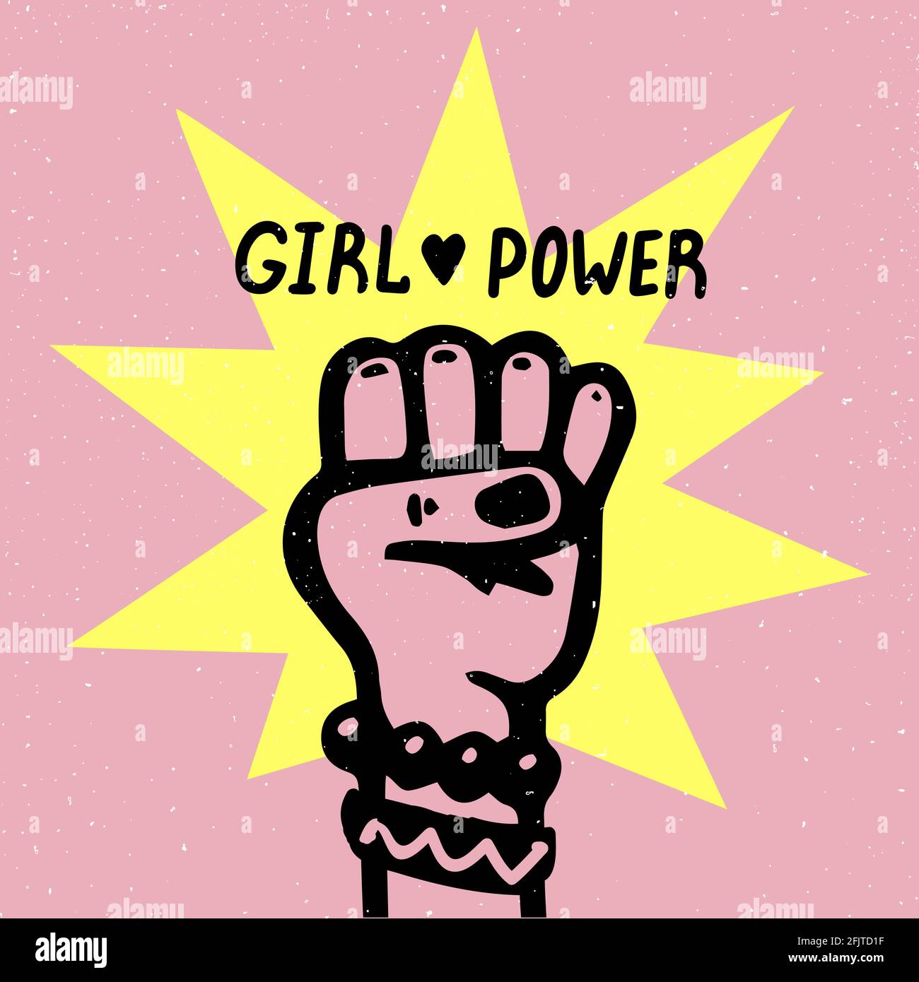 Girl power movement. Doodle style Girl portraits and feminist slogan ...