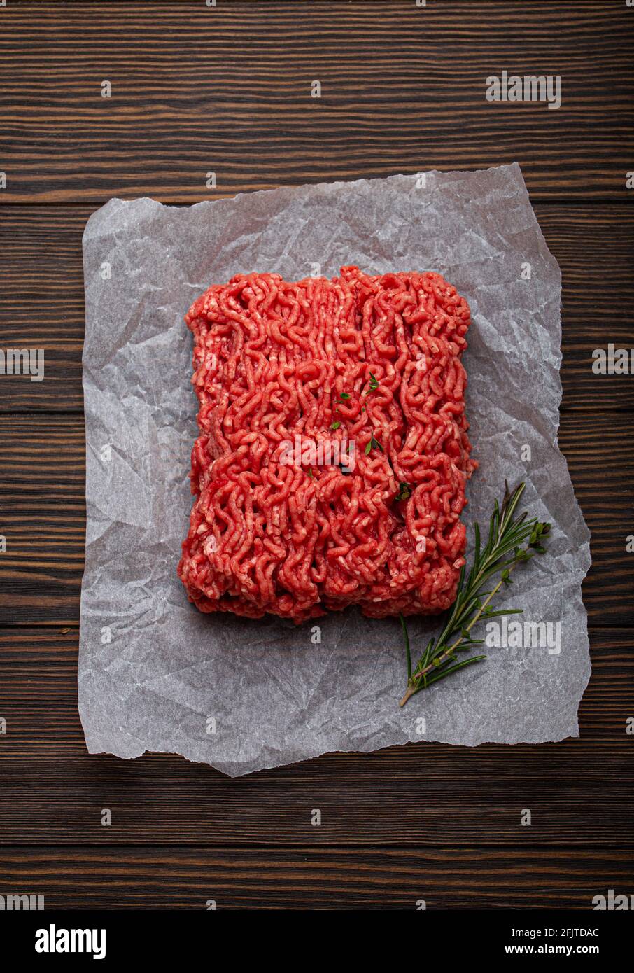 Raw minced meat for catalog from above Stock Photo - Alamy