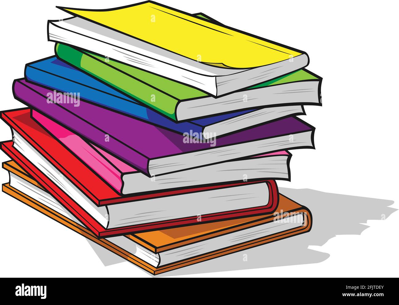 Colorful Study Text Books Pile Education Cartoon Illustration Vector ...