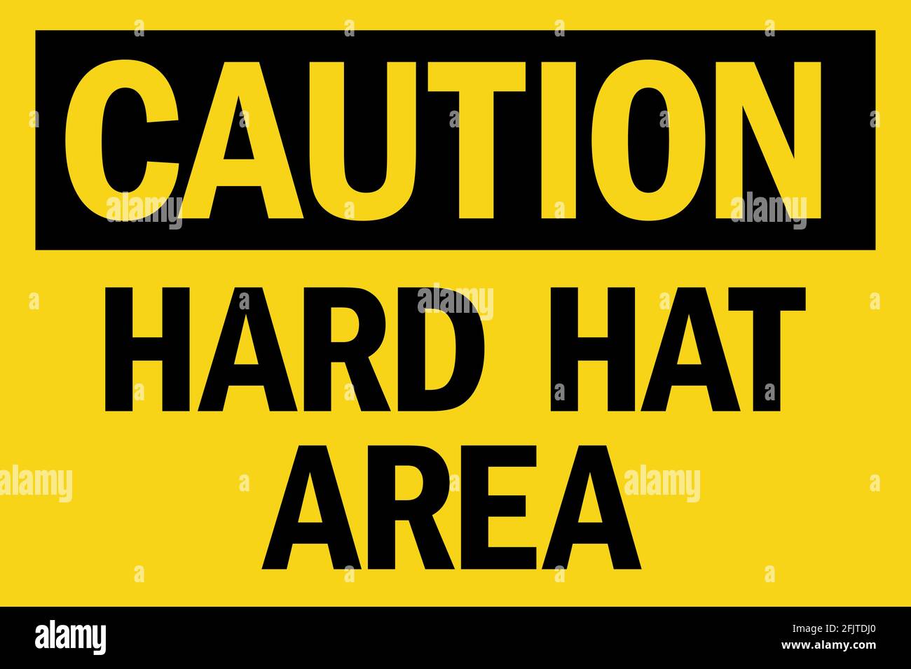 Hard hat area caution sign. Black on yellow background. Perfect for ...