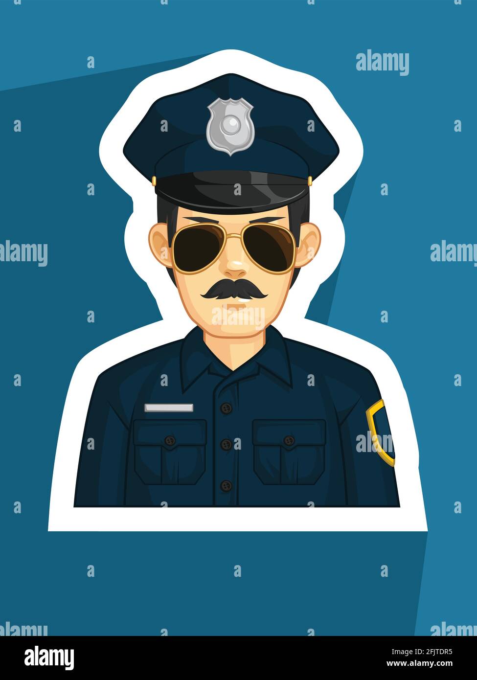 Mascot Police Law Enforcement Officer Profile Avatar Cartoon Vector ...