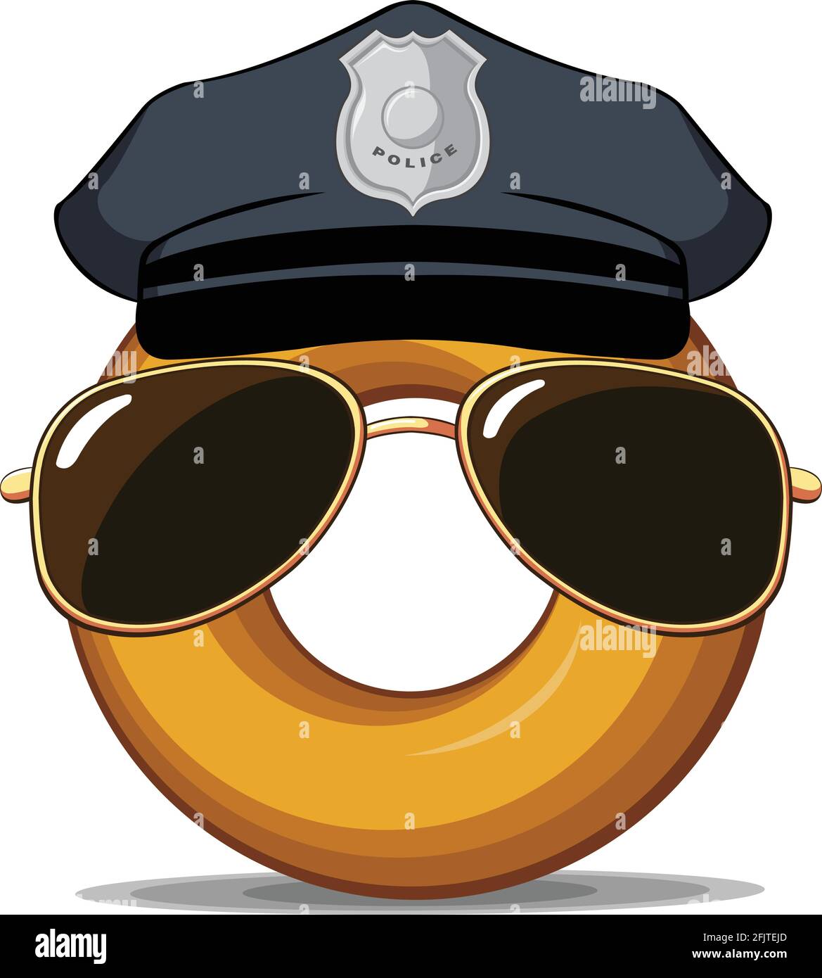 Donut Police Officer Sunglasses Doughnut Cartoon Vector Drawing Stock ...