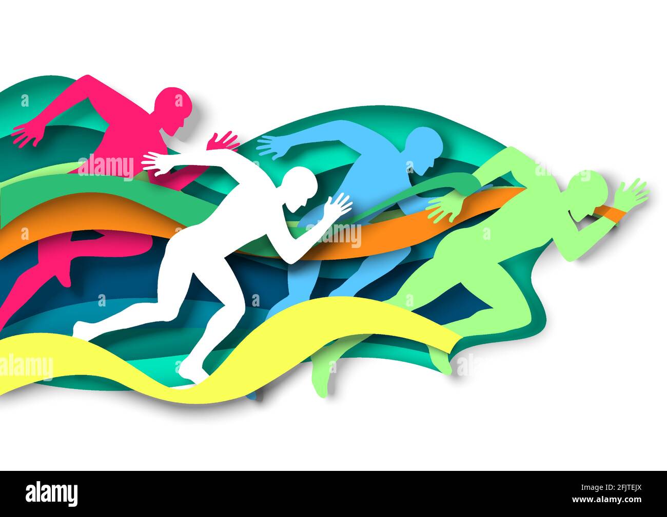 Marathon runner, sprinter, winner silhouettes, vector illustration in ...