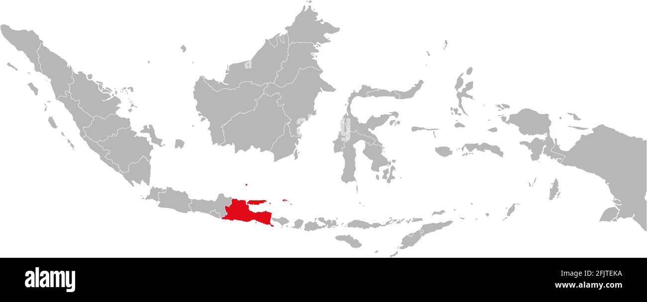 Jawa timur province isolated on indonesia map. Gray background ...