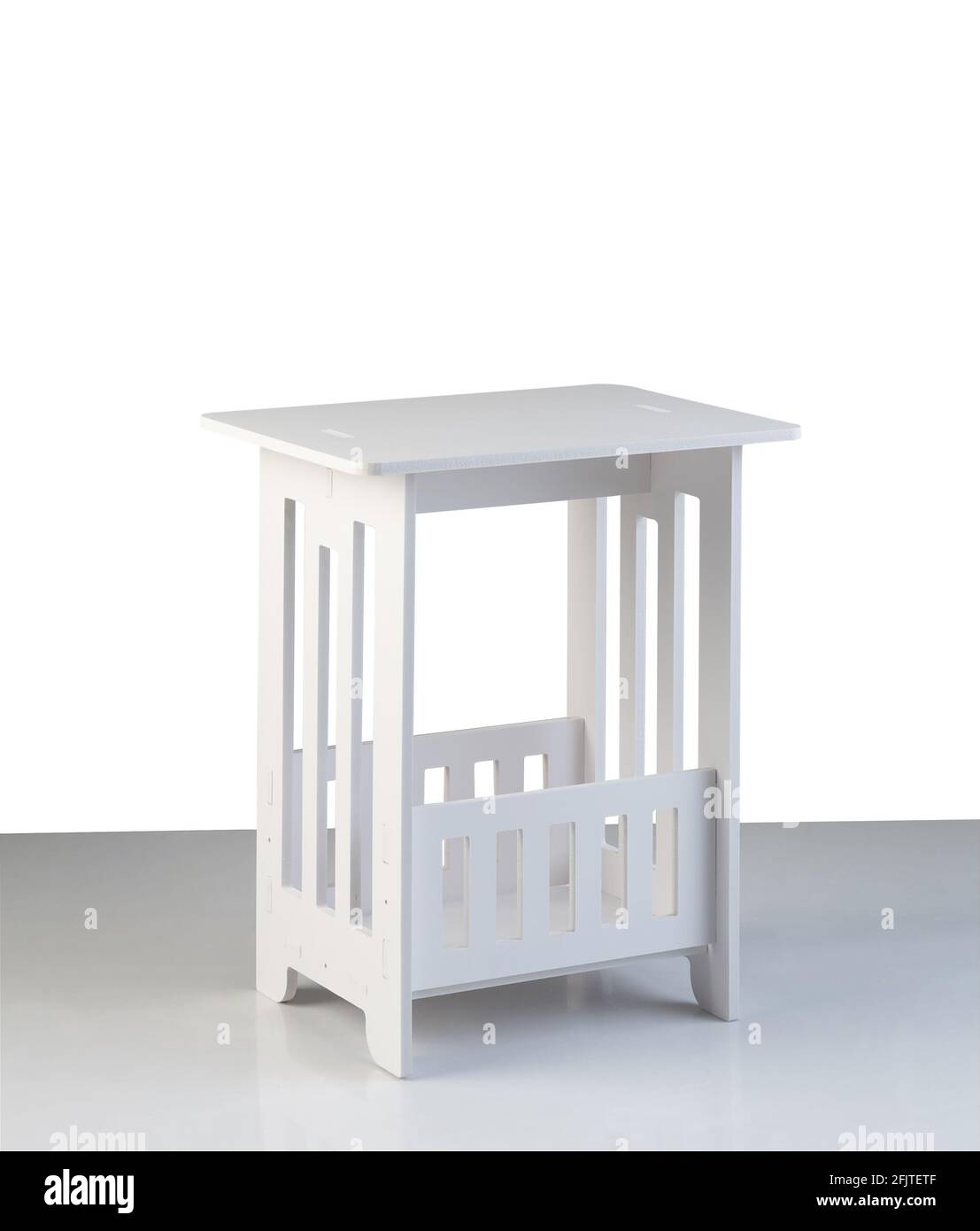 white side wooden table isolated on white background Stock Photo - Alamy