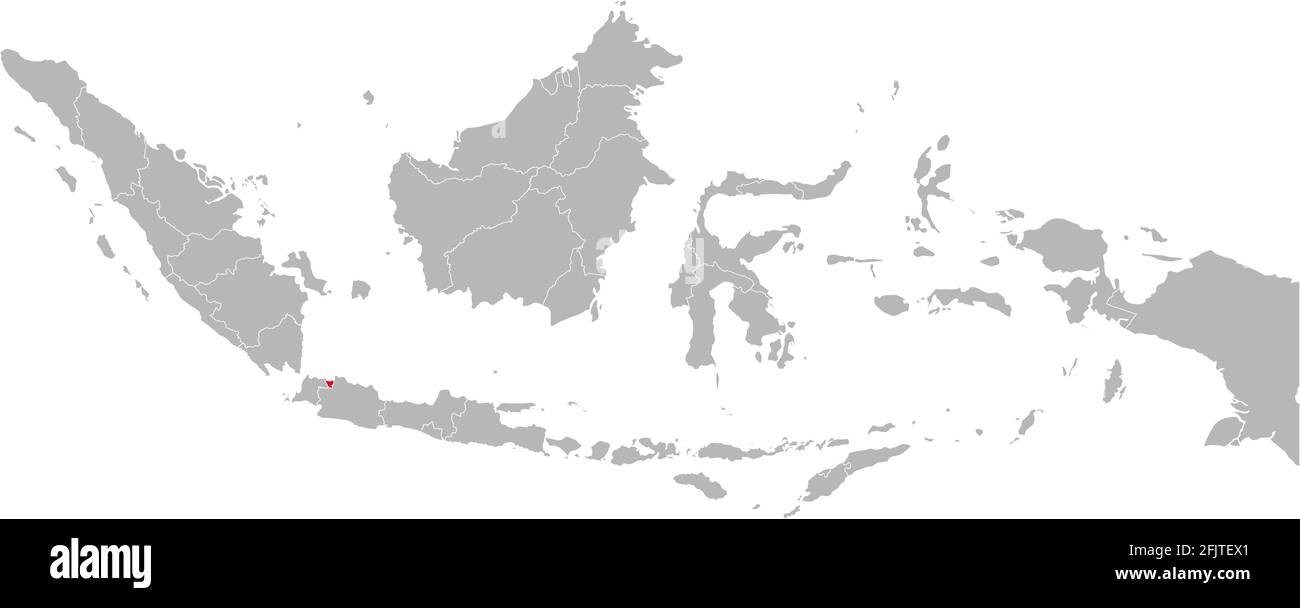 Jakarta raya province isolated on indonesia map. Gray background ...