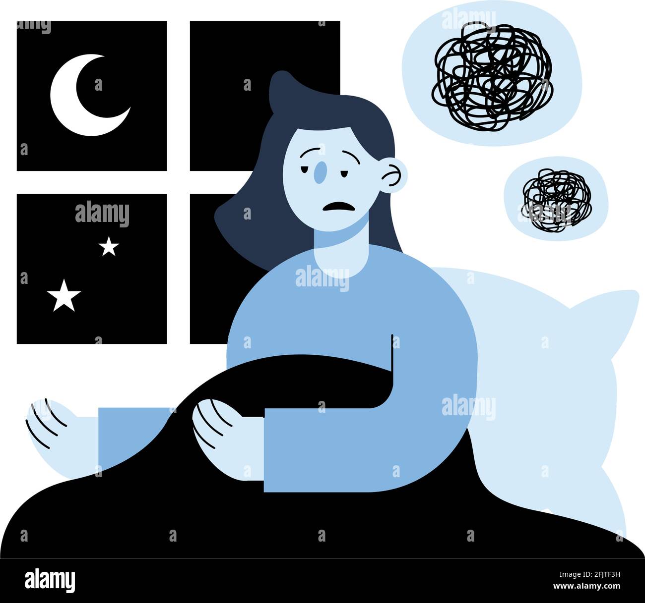 Woman afraid bed Stock Vector Images - Alamy