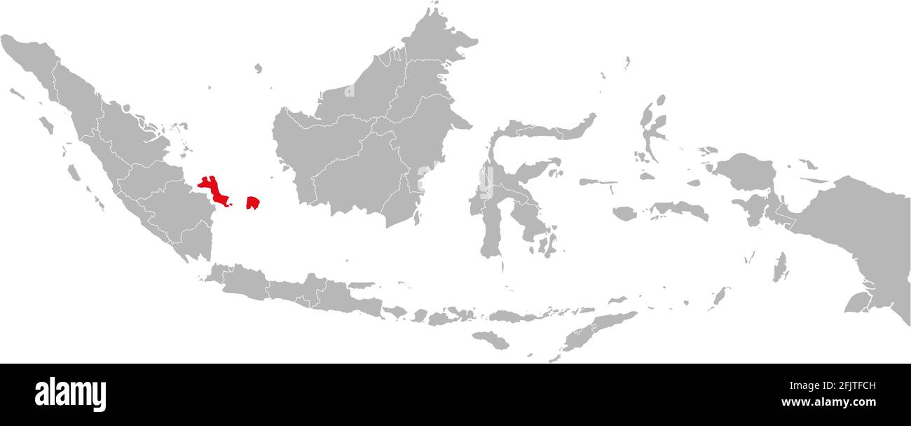 Bangka belitung province isolated on indonesia map. Gray background ...