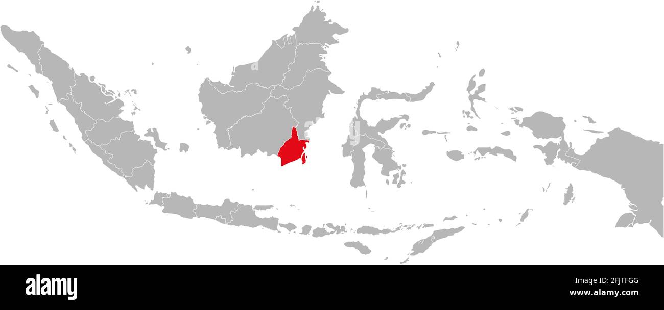 Kalimantan selatan province isolated on indonesia map. Gray background ...