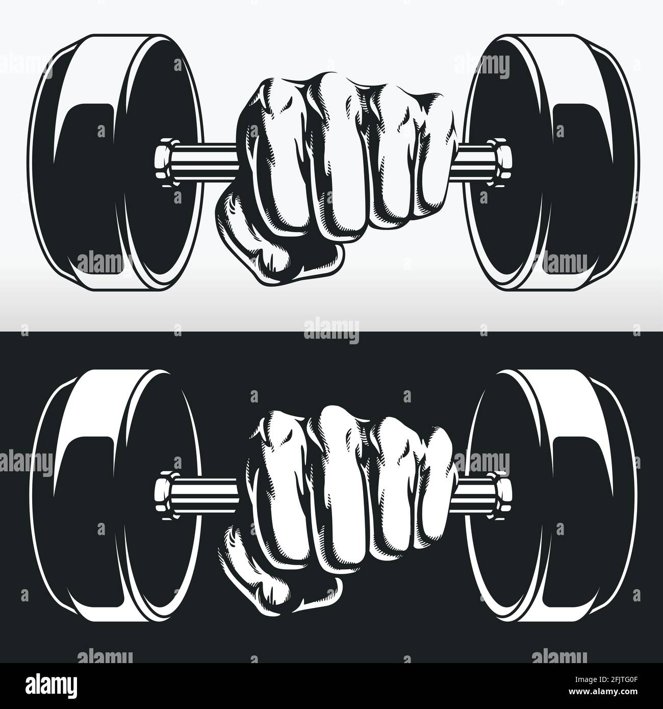 Silhouette Bodybuilder Fitness Hand Weight Dumbbells Stencil Drawing Stock Vector Image & Art ...