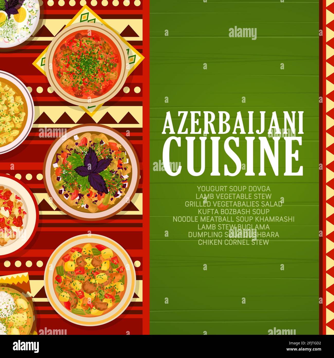 Azerbaijani cuisine vector noodle meatball soup khamrashi, lamb ...