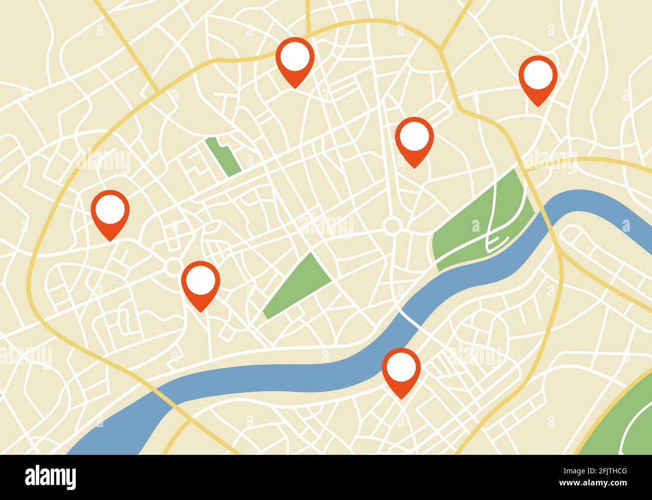 A generic city map with icons Stock Photo - Alamy