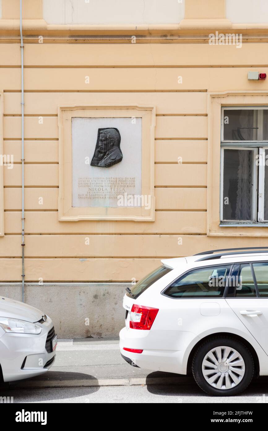 Plaque of Nikola Tesla, Zagreb, Croatia Stock Photo - Alamy