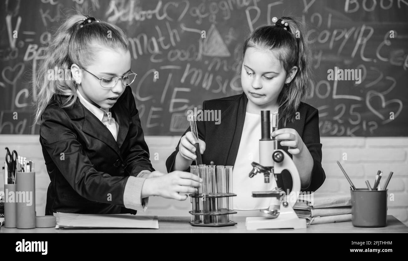 Gymnasium students with in depth study of natural sciences. Private ...