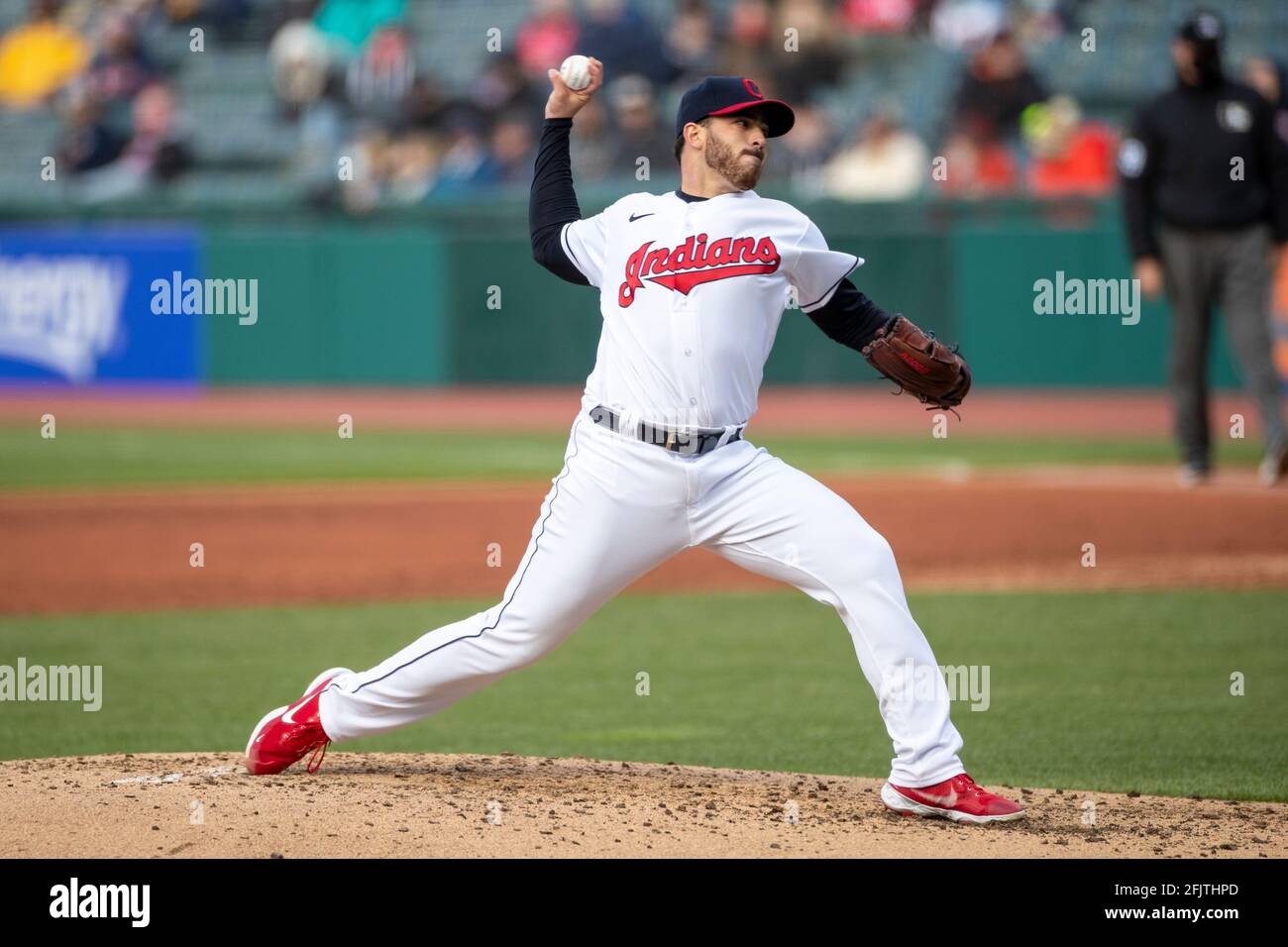 Cleveland Indians pitcher Aaron Civale (43) throws the ball during an ...