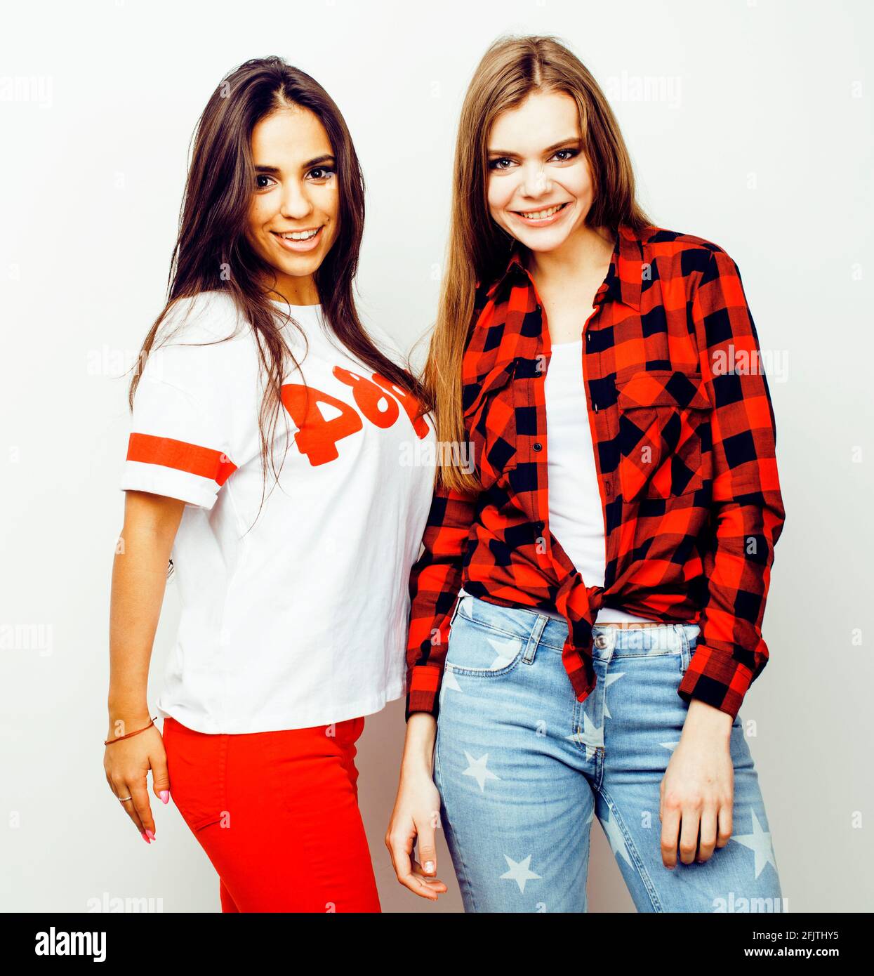 best friends teenage girls together having fun, posing emotional on ...