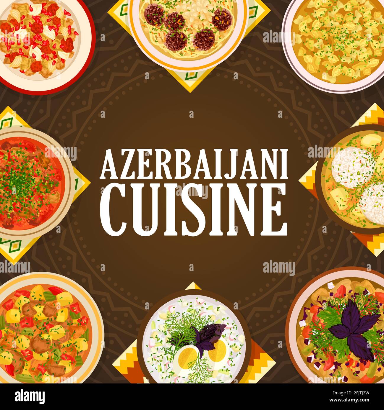 Azerbaijani cuisine vector khamrashi soup, lamb vegetable stew and ...