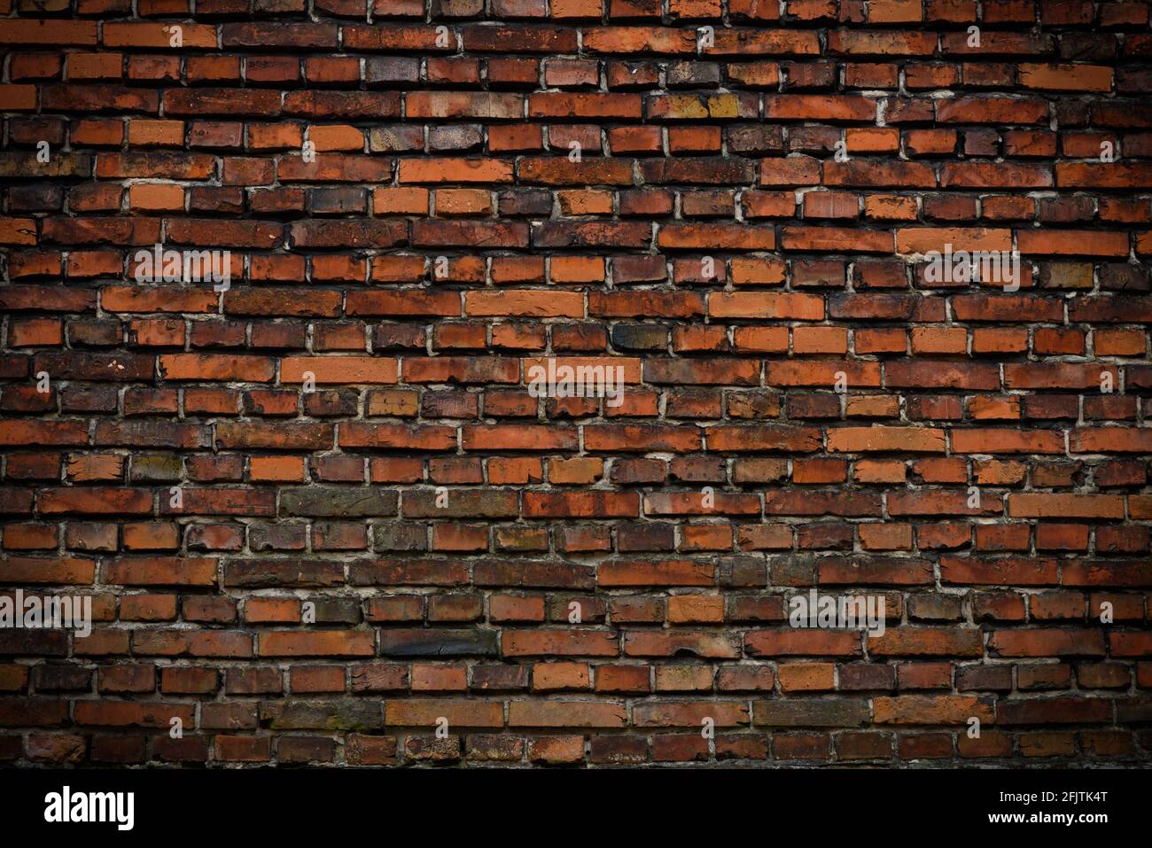 Brick wall red old weathered texture background. Grunge old house aged ...