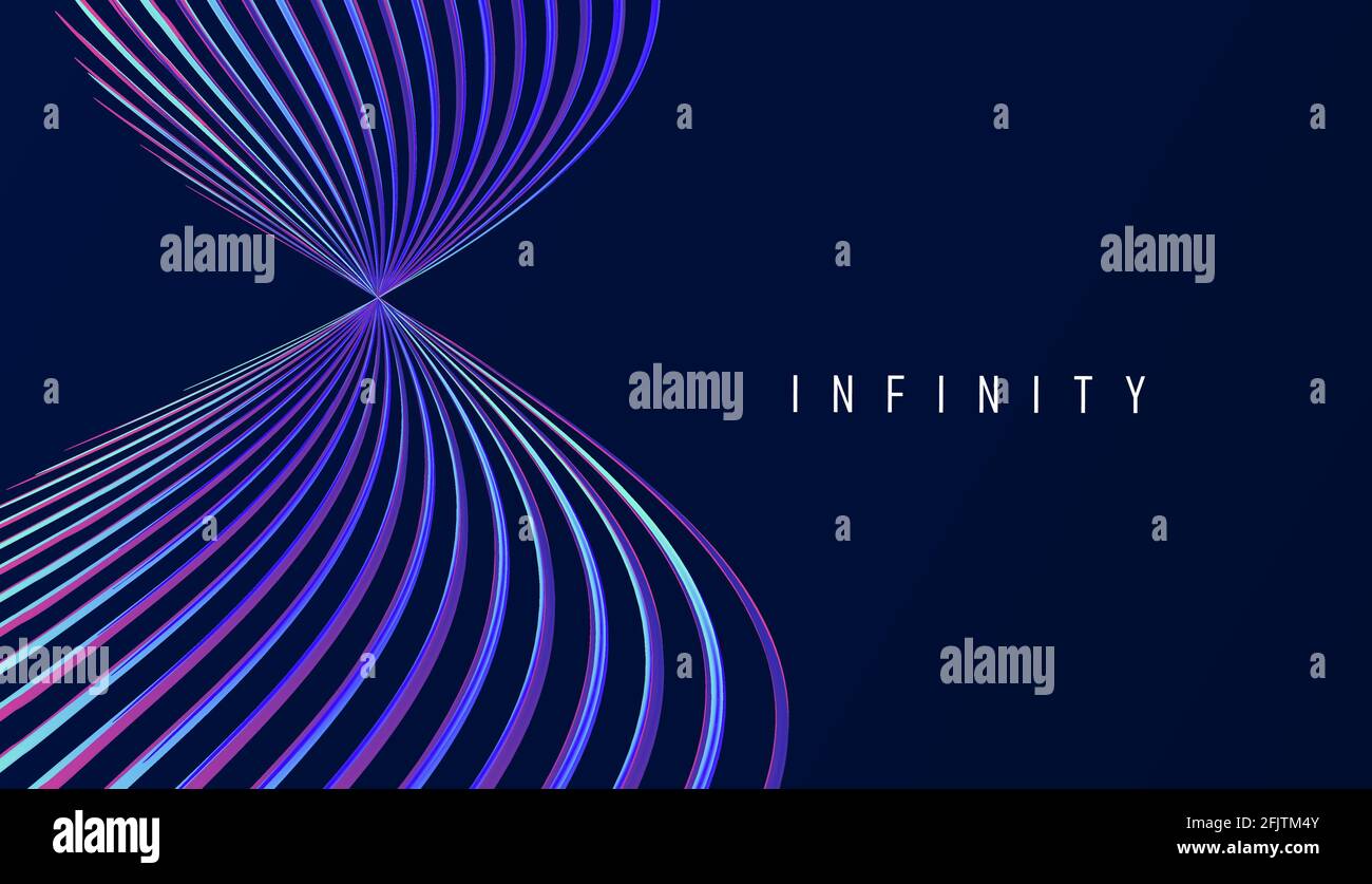 Abstract background with infinity symbol made of twisted neon light ...