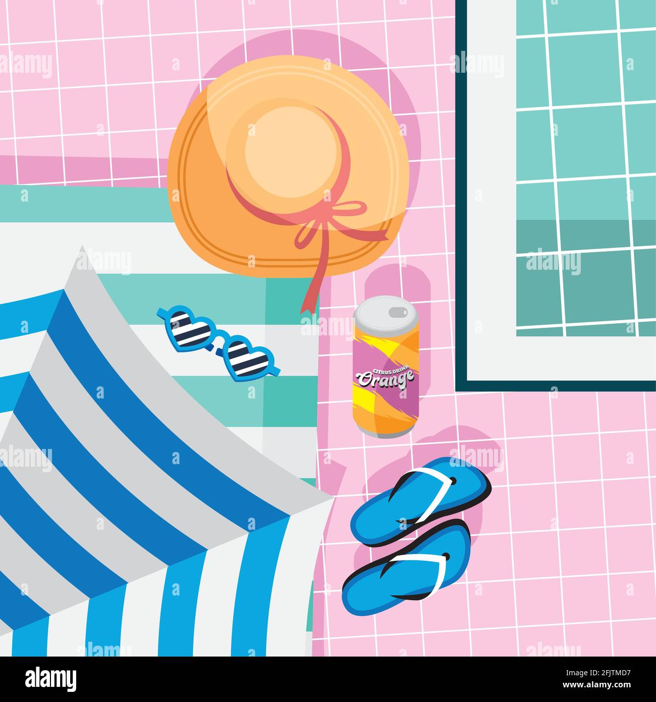summer vacation pool airview scene Stock Vector Image & Art - Alamy