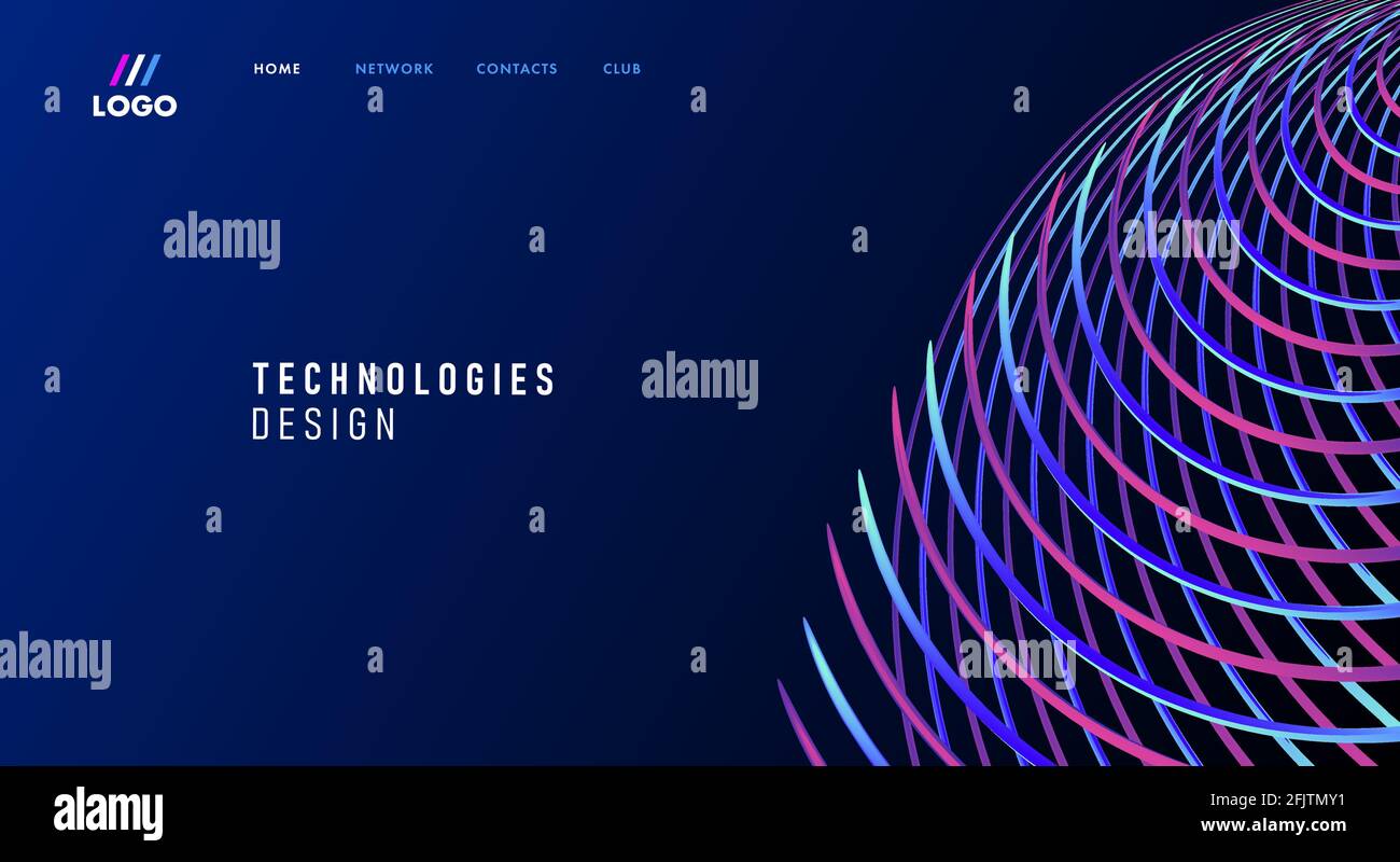 Website landing page template with abstract illustration of planet made ...