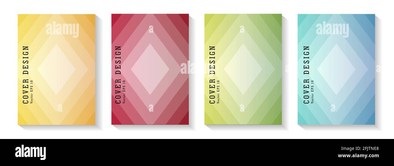 Set of flyers with rohombus overlay background in different colors ...